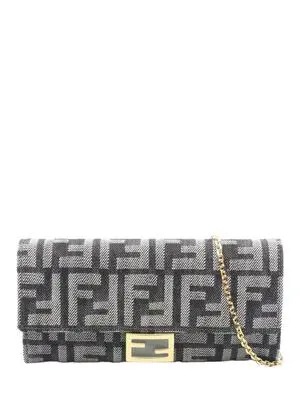 Fendi Baguette Logo Chain Wallet - Blue