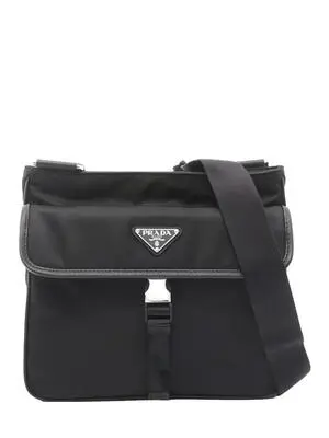 Prada Leather-trim Shoulder Bag - Black