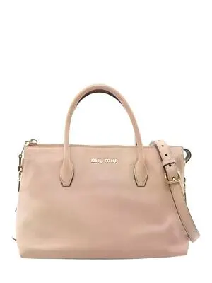 Miu Miu Madras Leather Handbag - Neutrals