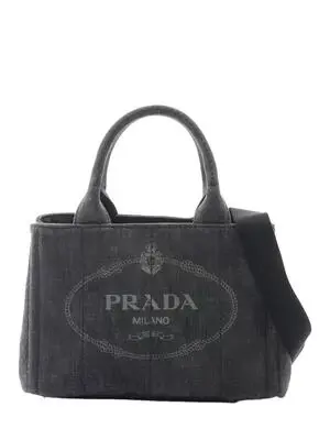 Prada 2010s Canapa Denim Tote Bag - Grey