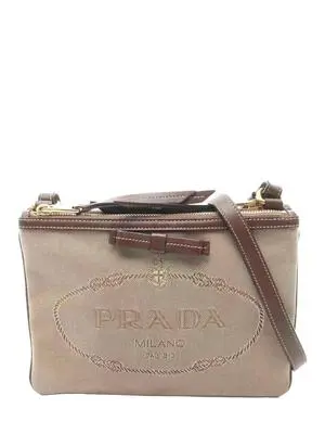 Prada 2010s Jacquard Logo Shoulder Bag - Neutrals