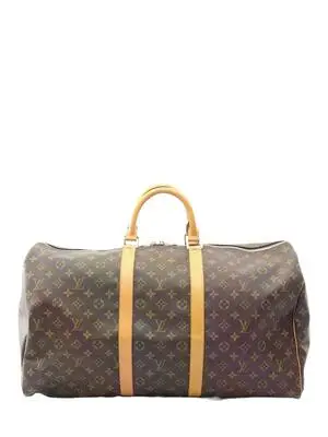 LOUIS VUITTON 1998 55 Keepall Monogram Boston Luggage - Brown