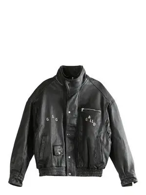 PALY HOLLYWOOD The Commission Leather Bomber Jacket - Black