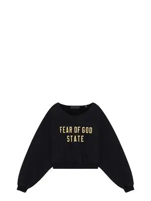 Fear Of God Heavy Fleece Raw Cropped Crewneck - Black