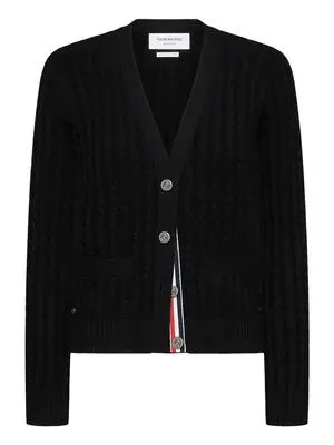 Thom Browne Classic V-neck Cashmere Cardigan - Black