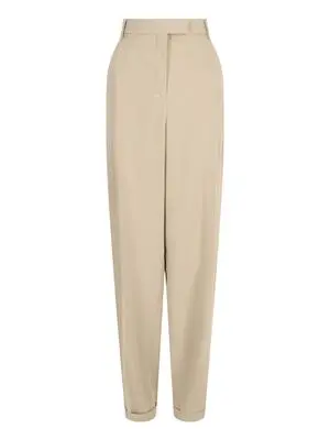 FERRAGAMO Wide Leg Wool Trousers - Cream