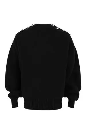 FERRAGAMO Cable Knit Sweater With Metal Buttons - Black