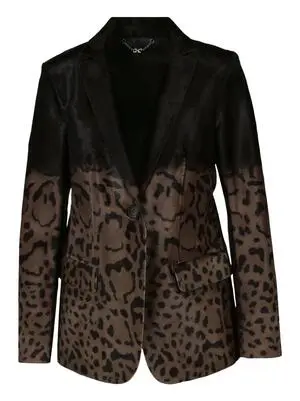 FERRAGAMO Calf Hair Leopard Blazer - Brown