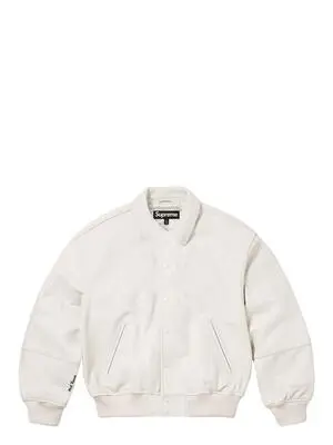 Supreme Gore-tex Infinium Windstopper Leather Varsity Jacket - White