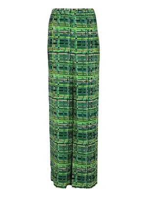 FERRAGAMO Geo Silk Wide-leg Pants - Green
