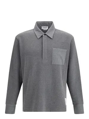 Thom Browne Textured Cotton Rugby Polo - Grey