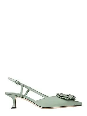 JIMMY CHOO Mimmi 50 Sling-back Leather Heeled Courts - Verde/verde