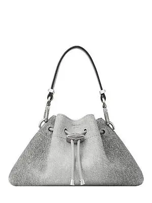 JIMMY CHOO Cinch Small Suede And Denim Bag - Dove/dove/antique Si