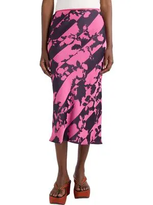 Dries Van Noten Floral Jacquard Satin Midi Skirt - Fuchsia