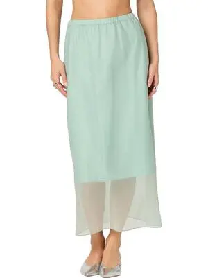 Astr The Label Keyara Sheer Overlay Midi Skirt - Mint