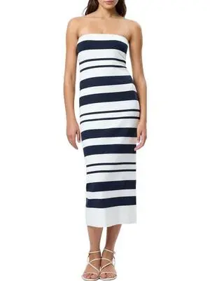 French Connection Stripe Strapless Midi Dress - Summerwhite-marine