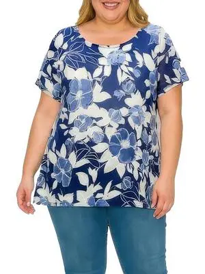 STANDARDS & PRACTICES Floral Print Top - Navy
