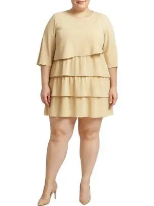 STANDARDS & PRACTICES Tiered Mini Dress - Tan