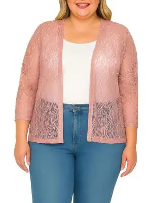 STANDARDS & PRACTICES Lace And Sequin Sheer Jacket - Mauve