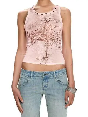 JADED LONDON Ramona Burnout Vest Top - Pink