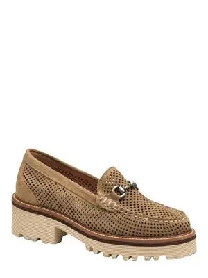 Johnston & Murphy Emmalynn Perforated Bit Loafer - Taupe Suede