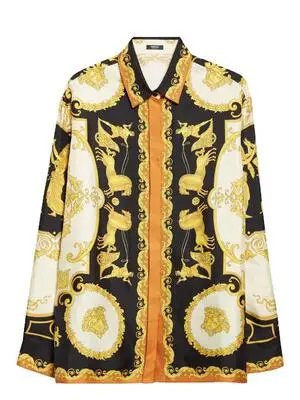 Versace Hall Of Heroes Silk Button-up Shirt - Black Ivory Autumn Spice