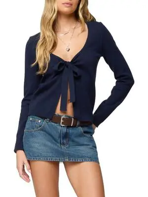 EDIKTED Demi Tie Front Cardigan - Navy