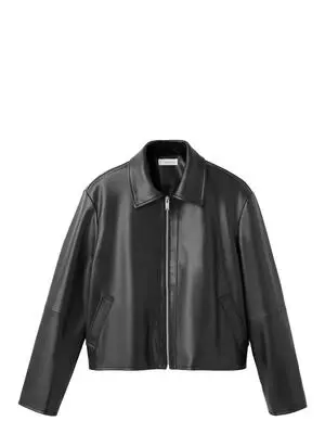 Mango Faux Leather Zip Jacket - Black
