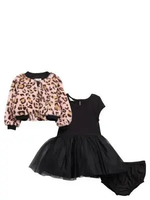 PIPPA & JULIE Girls' Tutu Dress With Jacket And Bloomers - Pink/black