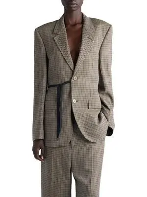 Balenciaga Check Tie Blazer - 2866 Khaki/brown