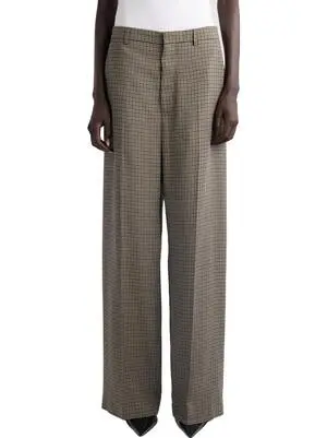Balenciaga Check Wide Leg Pants - 2866 Khaki/brown