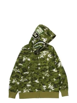 A BATHING APE Pixel Camo Shark Full Zip Hoodie Green/olive/white