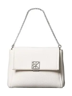 Calvin Klein Emblem Logo Pebble Crossbody Bag - White Alyssum