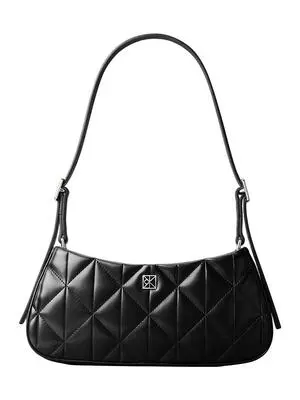 Calvin Klein Quilted Emblem Logo Small Shoulder Bag - Black