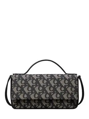 Calvin Klein Monogram Flap Crossbody Bag - Black / Lotus Beige Aop