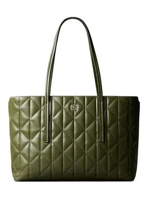 Calvin Klein Quilted Emblem Logo Small Tote - Cypress
