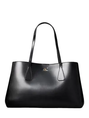 Calvin Klein Monogram Snap Large Tote Bag - Black