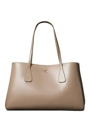 Calvin Klein Monogram Snap Large Tote Bag - Desert Taupe