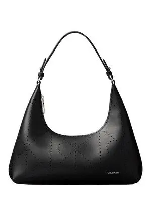 Calvin Klein Perforated Emblem Shoulder Bag - Black