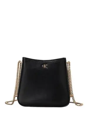 Calvin Klein Monogram Chain Saddle Bag Black