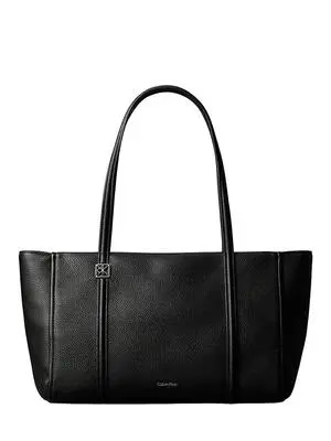 Calvin Klein Emblem Logo Pebble Tote Bag - Black