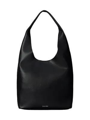 Calvin Klein Pebble Grain Medium Slouchy Shoulder Bag - Black