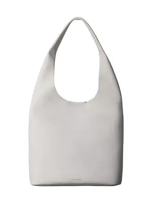 Calvin Klein Pebble Grain Medium Slouchy Shoulder Bag - White Alyssum