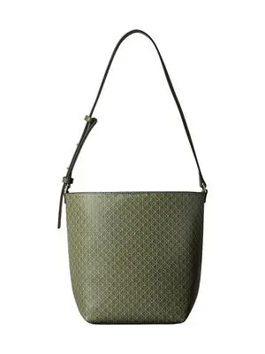 Calvin Klein Allover Emblem Logo Bucket Bag With Pouch - Olivine Aop