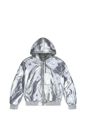 DENIM TEARS Leather Cotton Wreath Zip Hoodie - Silver
