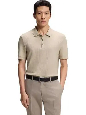 BOSS Basket-weave Polo Shirt In Cotton - Khaki