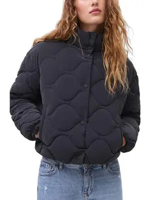 Mango Quilted Puffer Coat - Dark Navy