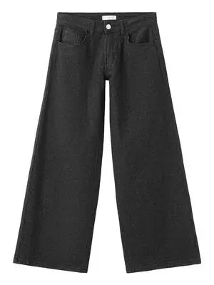 Mango Glitter Wide-leg Jeans - Black