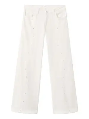 Mango Studded Wide-leg Jeans - White