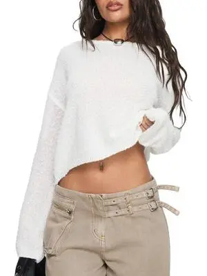 Princess Polly Riala Boatneck High-low Sweater - White